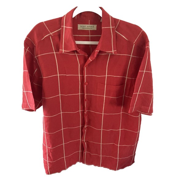 Island Republic | Shirts | Island Republic Shirt Men L Red Linen Button ...